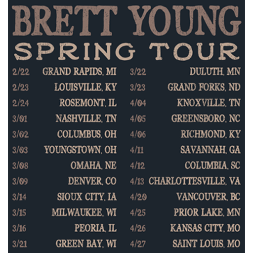 2024 Brett Young Spring Tour Tee – Brett Young Official Merchandise